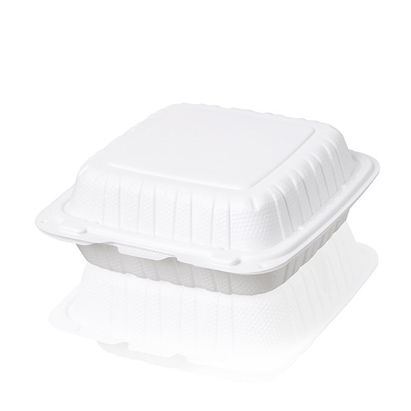 8" X 8" X 3" Biodegradable Container Microwavable 3 Compartment Hinged ...