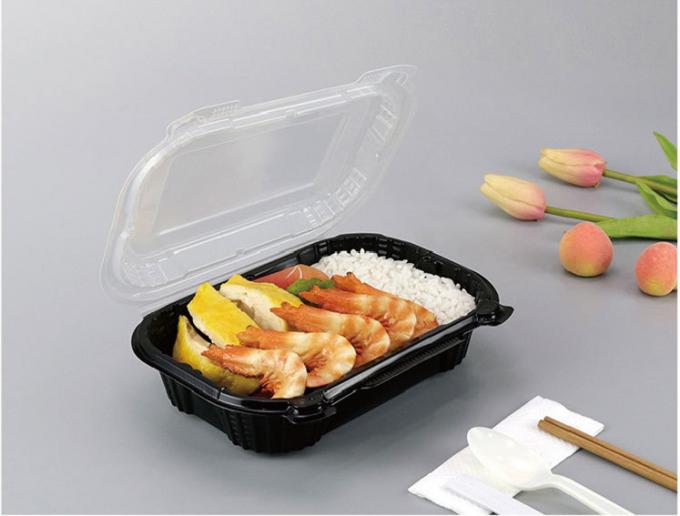 6" Plastic Recyclable Black Clear Hot Food Take Out Container Hinged ...